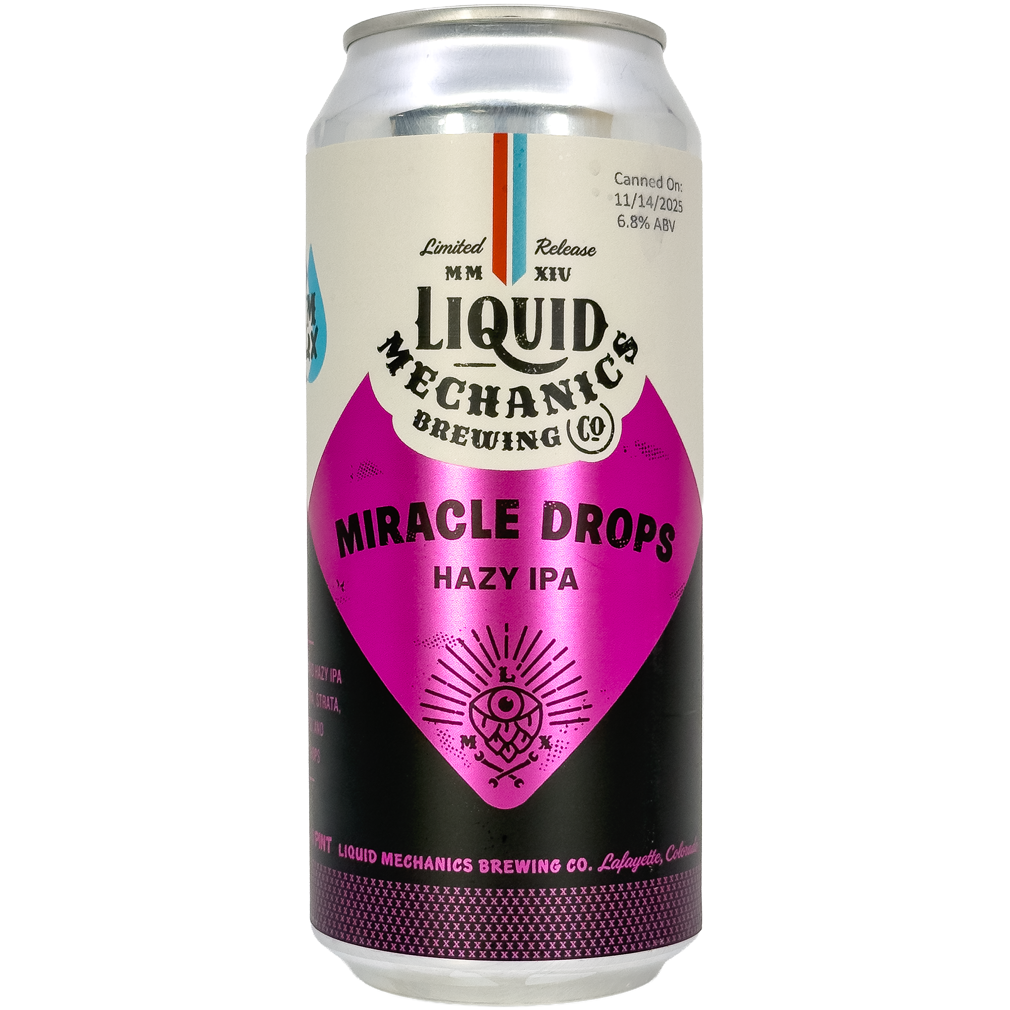 Liquid Mechanics Brewing Co. 'Miracle Drops' Hazy IPA Beer, Colorado ...