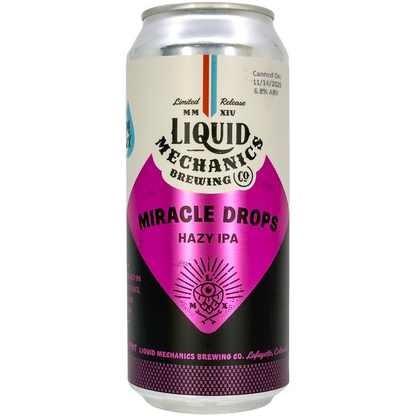 Liquid Mechanics Brewing Co. 'Miracle Drops' Hazy IPA Beer, Colorado ...