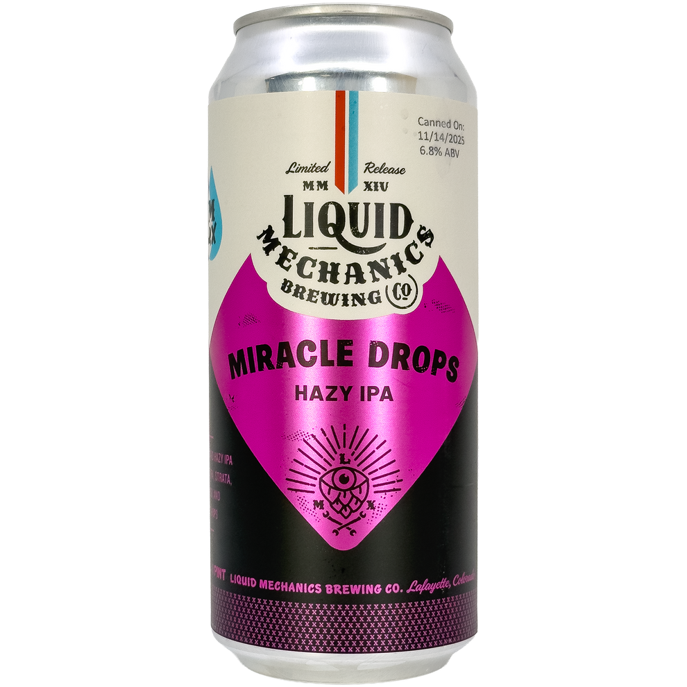 Liquid Mechanics Brewing Co. 'Miracle Drops' Hazy IPA Beer, Colorado ...